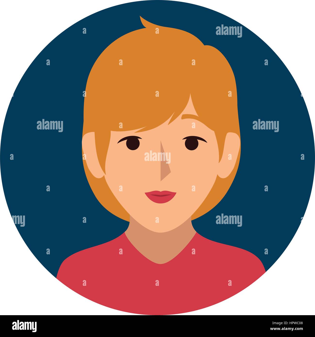 dark blue sphere of half body woman with blond hair Stock Vector Image ...