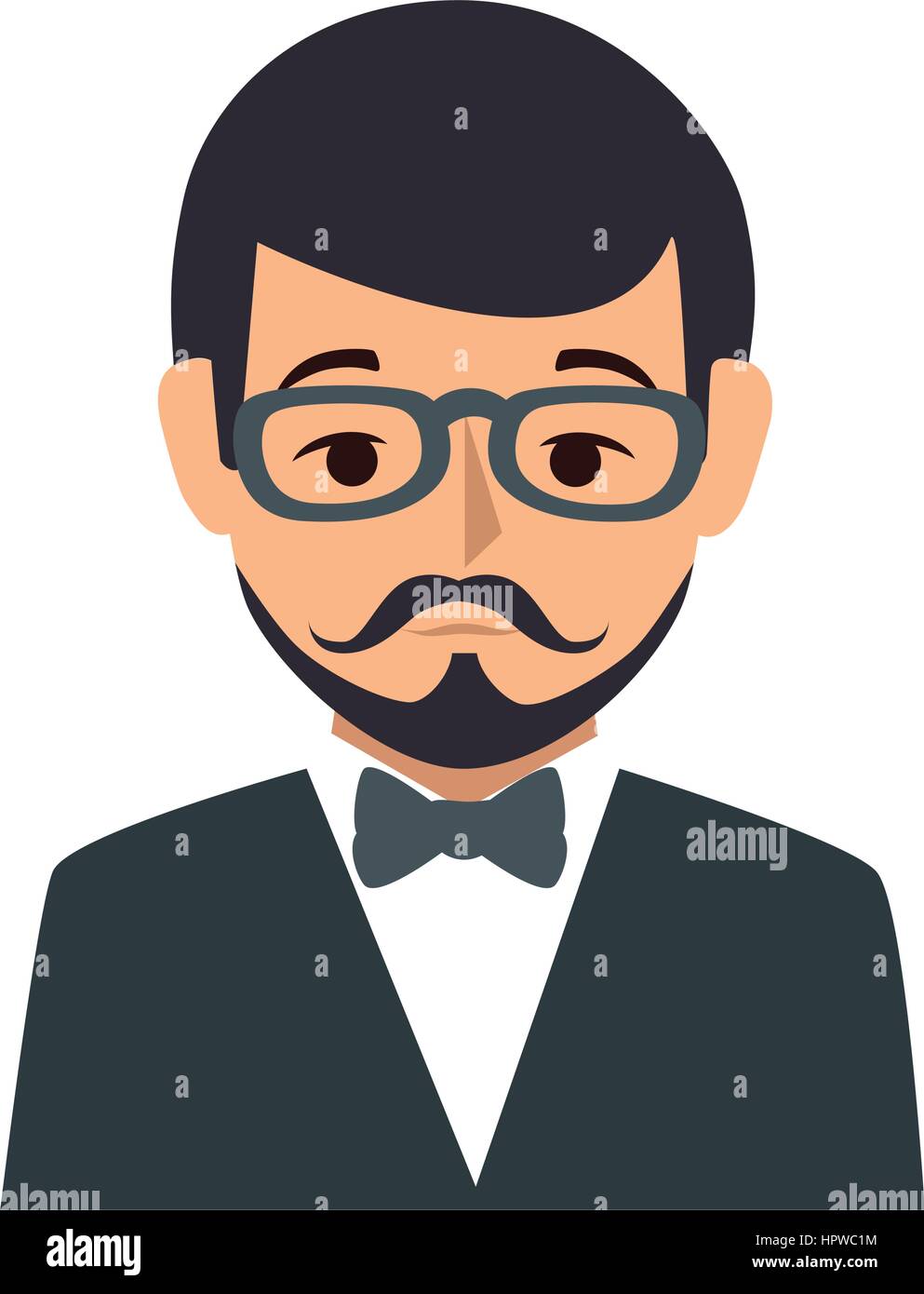 colorful silhouette half body man formal style with mustache Stock ...