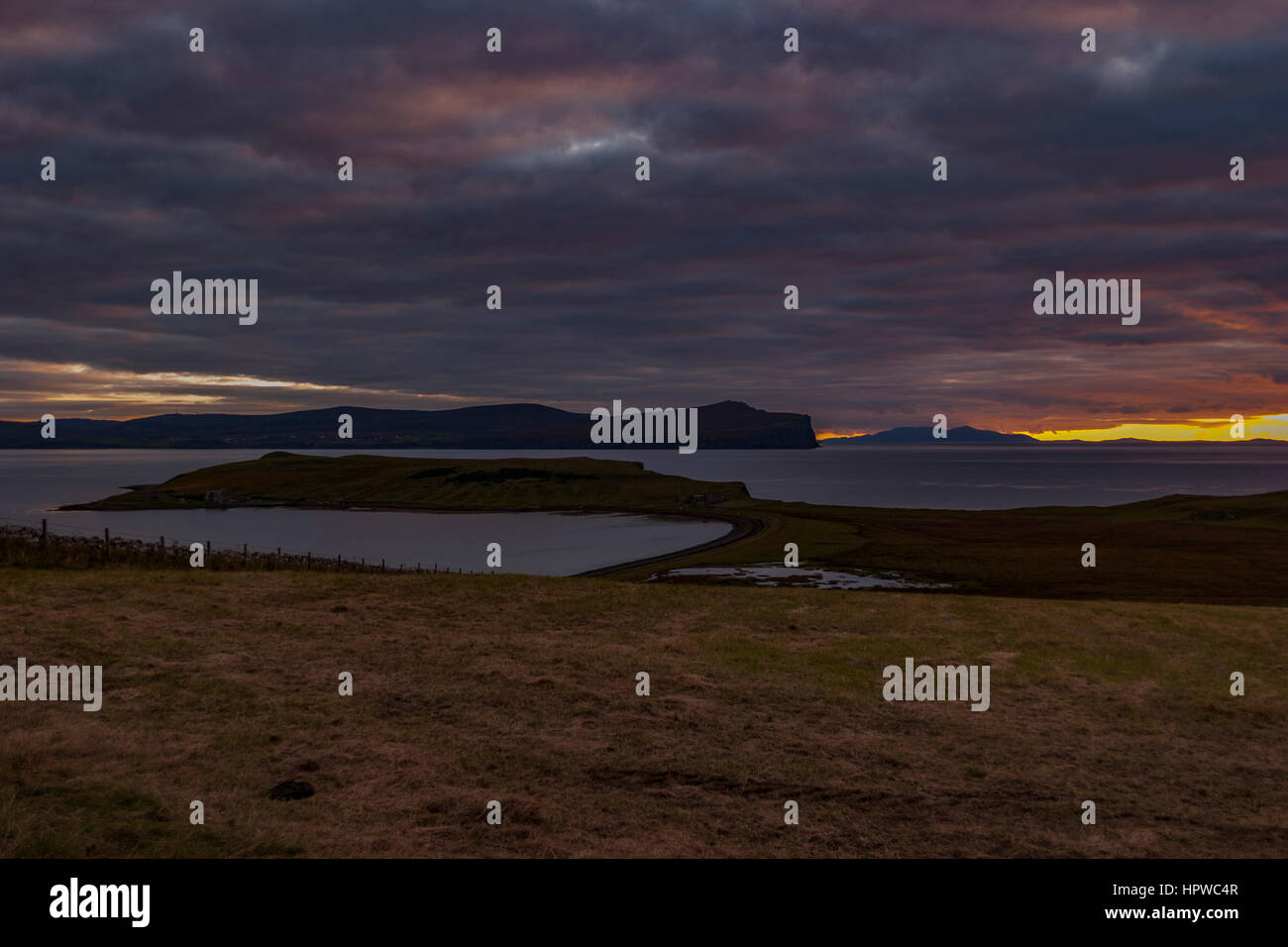 Sunset from Trumpan, on the Waternish Peninsula, Isle of Skye, looking ...