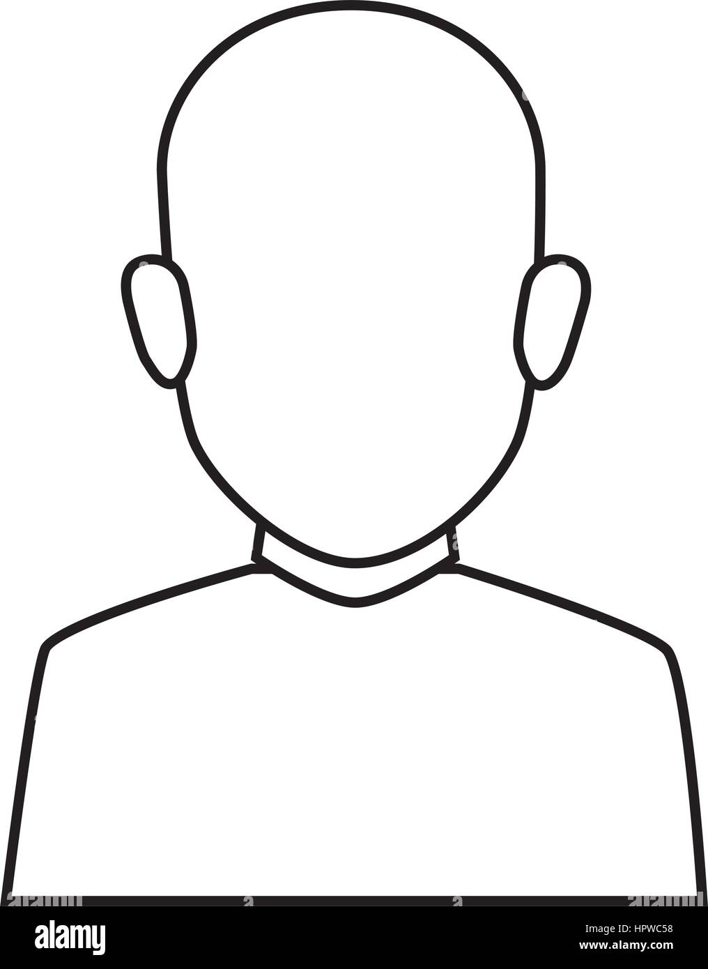 Silhouette Faceless Half Body Brunette Bald Man Stock Vector Image
