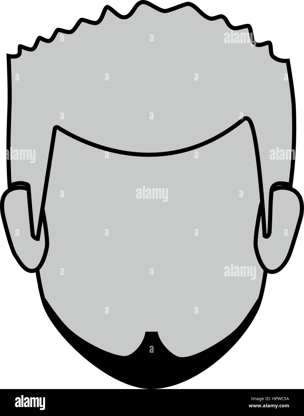 Monochrome Silhouette Faceless Front View Man With Beard Stock Vector