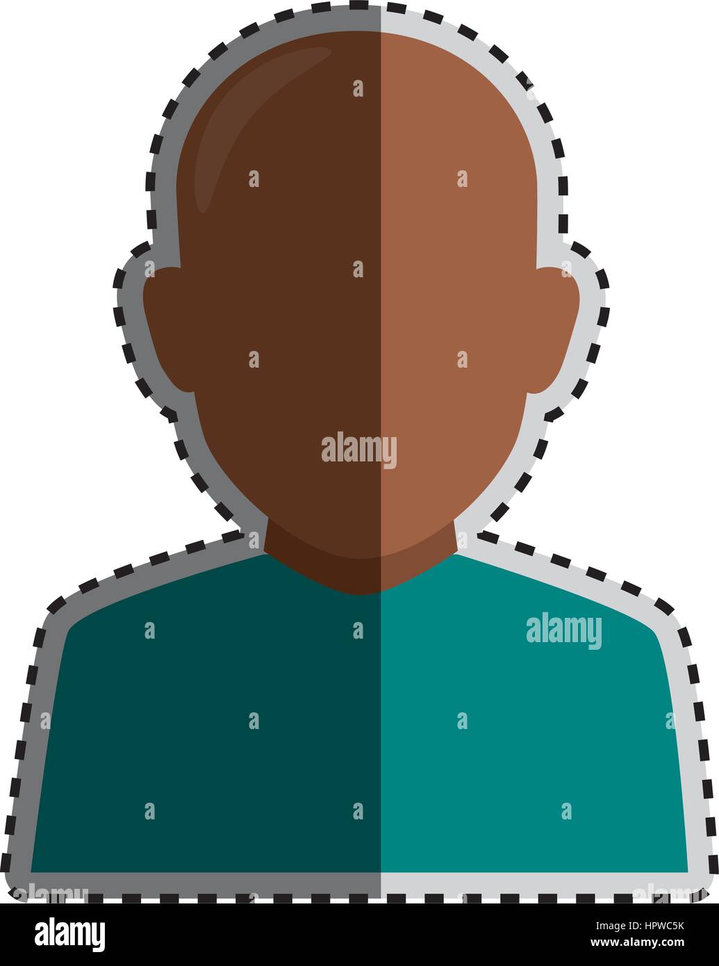 sticker colorful silhouette faceless half body brunette bald man Stock ...