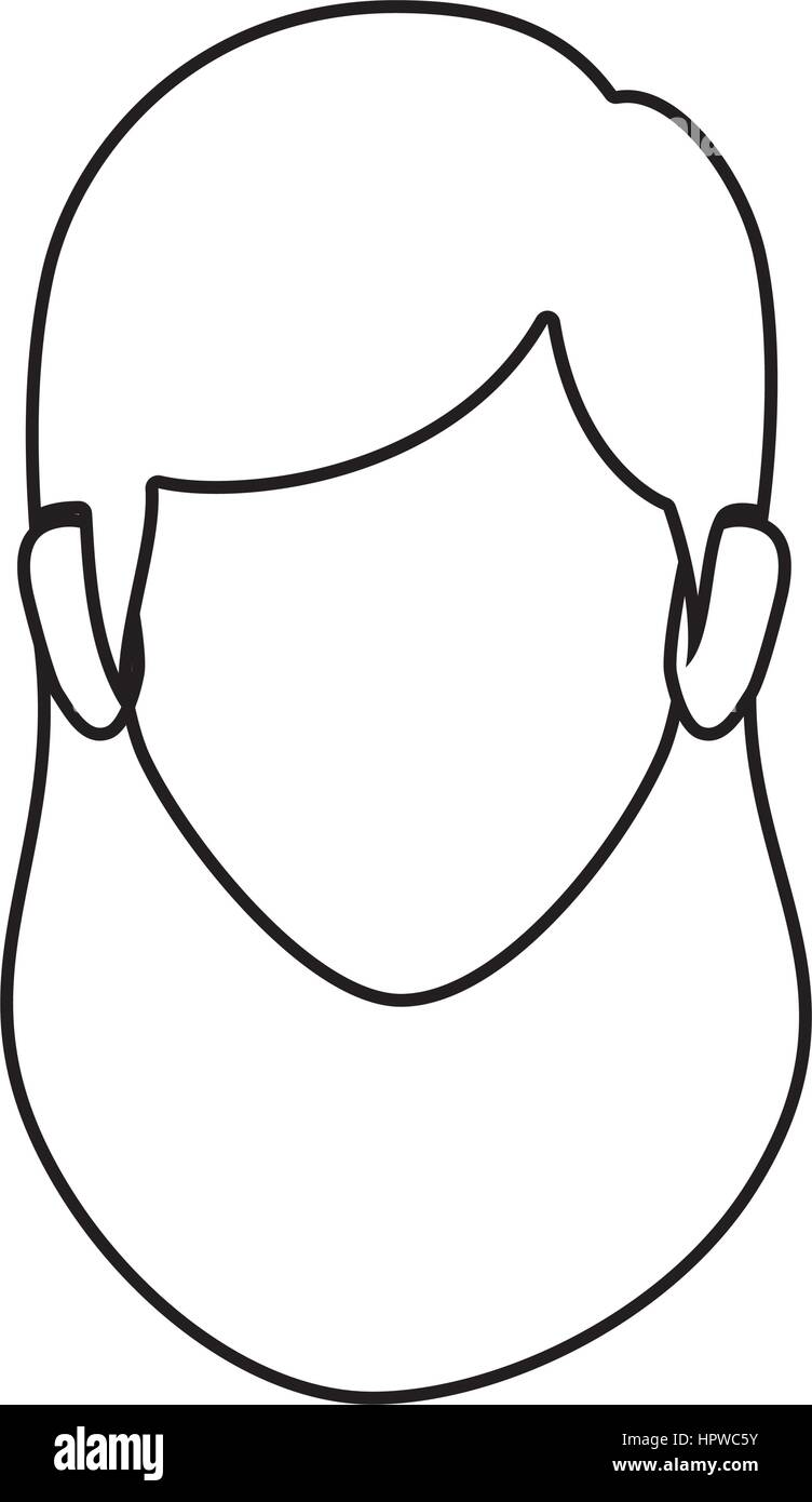 contour faceless front view woman with long hair Stock Vector Image ...