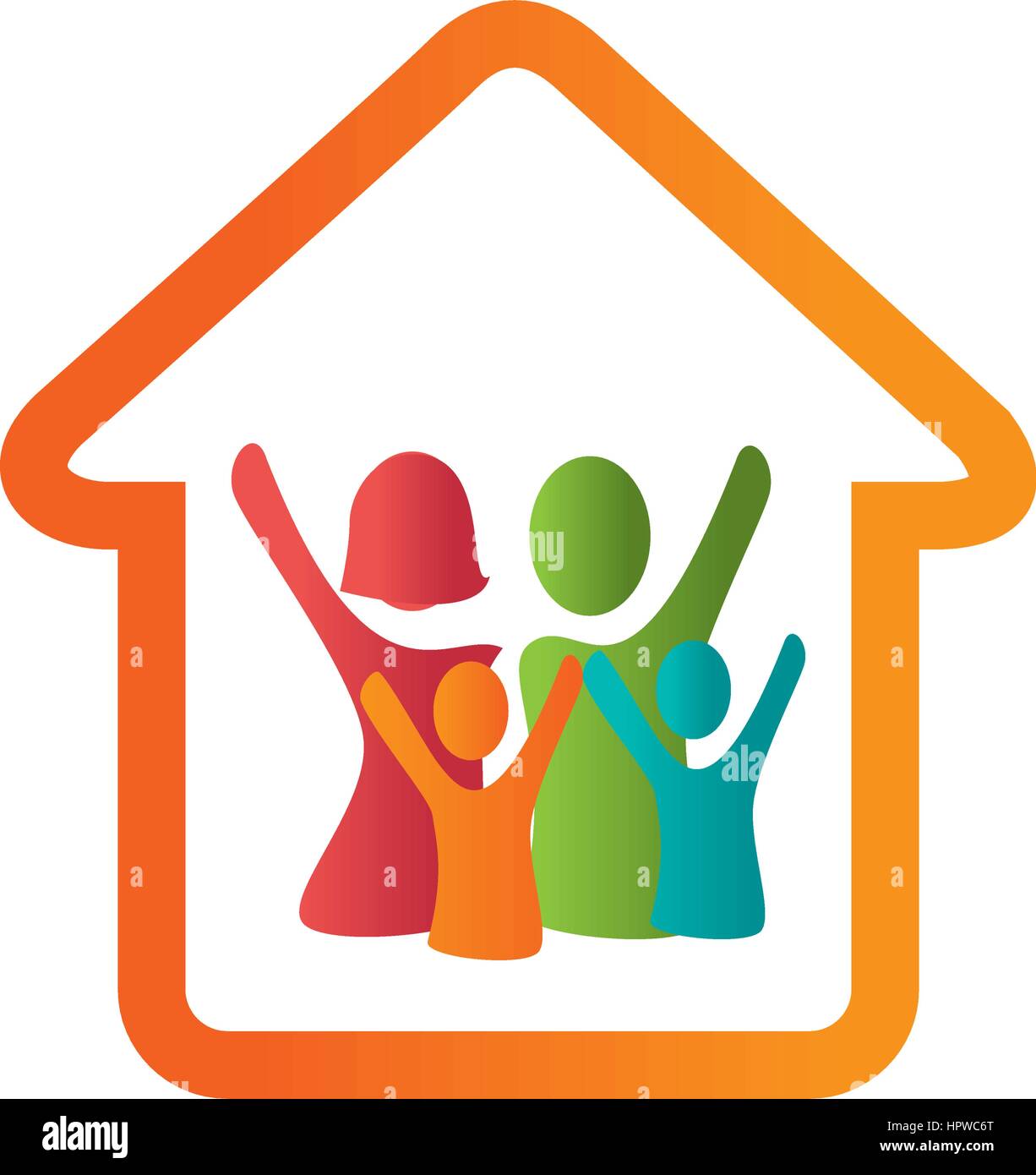 color emblem pictogram with family in home Stock Vector Image & Art - Alamy