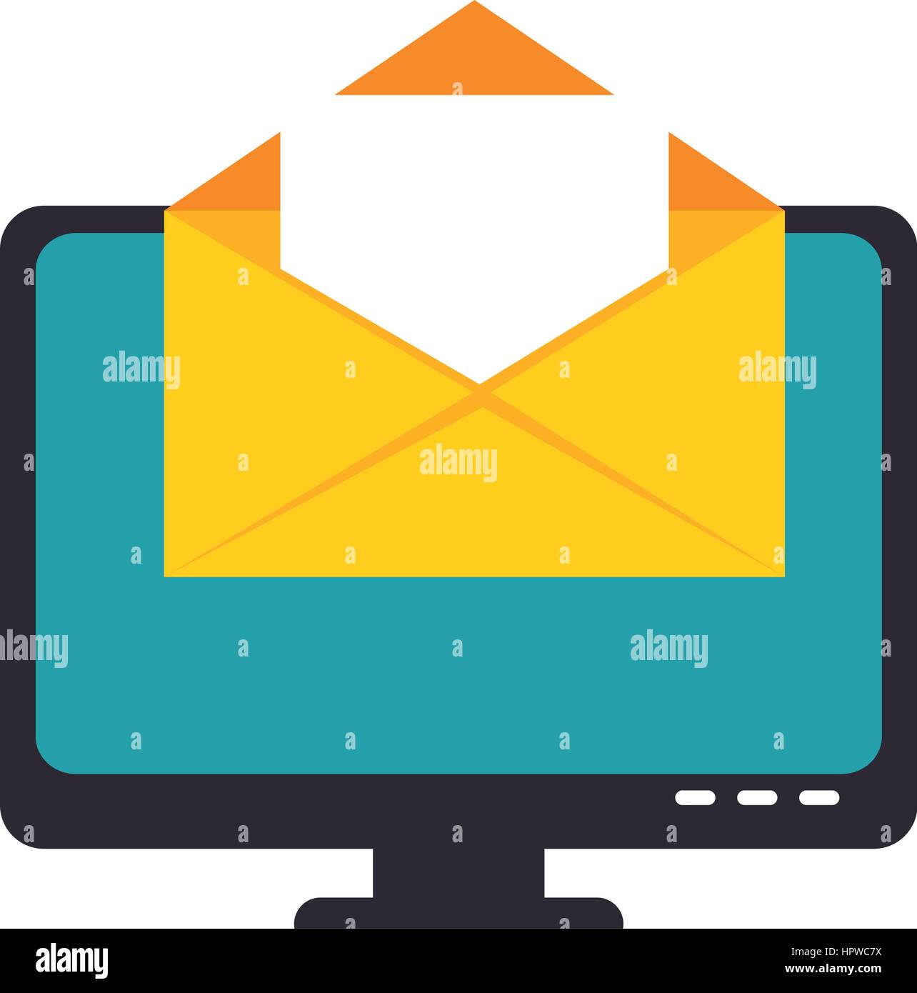 color silhouette with lcd monitor and envelope mail on screen Stock ...