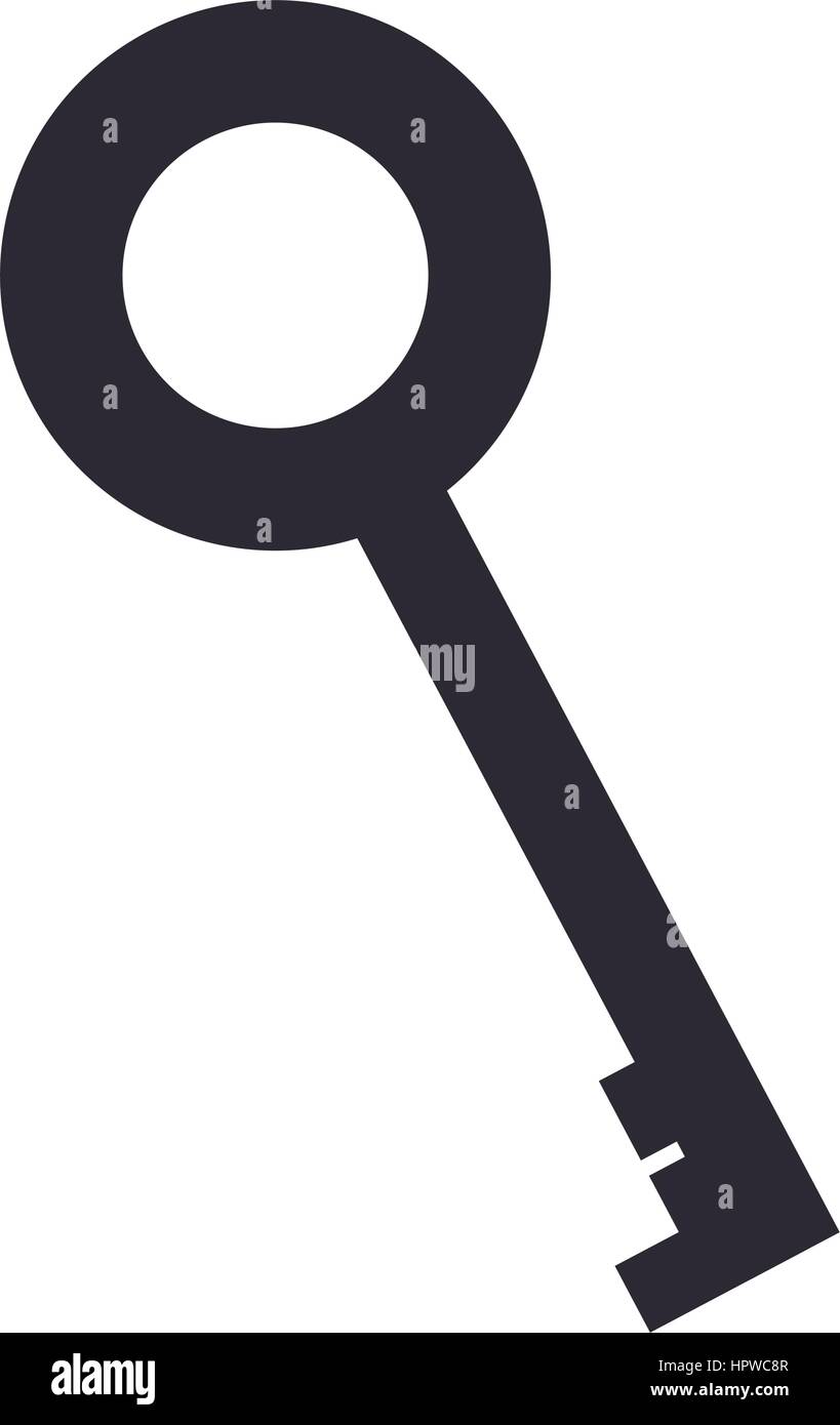 monochrome silhouette of rounded shape vintage key Stock Vector Image ...