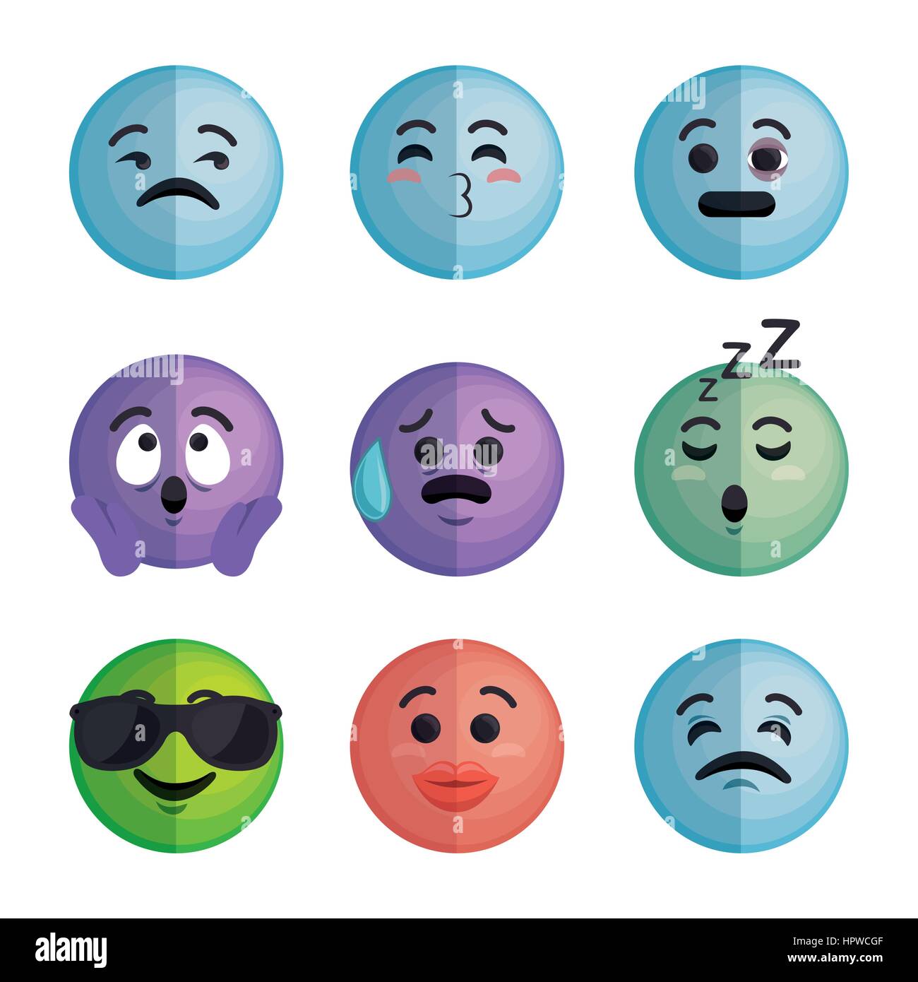 set faces emoticons characters icons Stock Vector Image & Art - Alamy