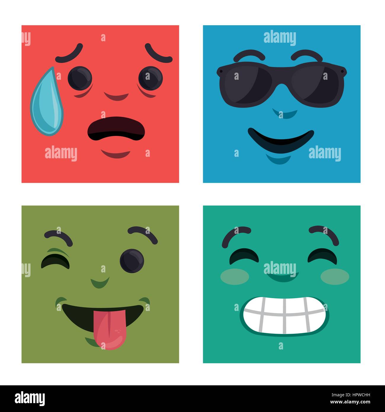 set faces emoticons characters icons Stock Vector Image & Art - Alamy
