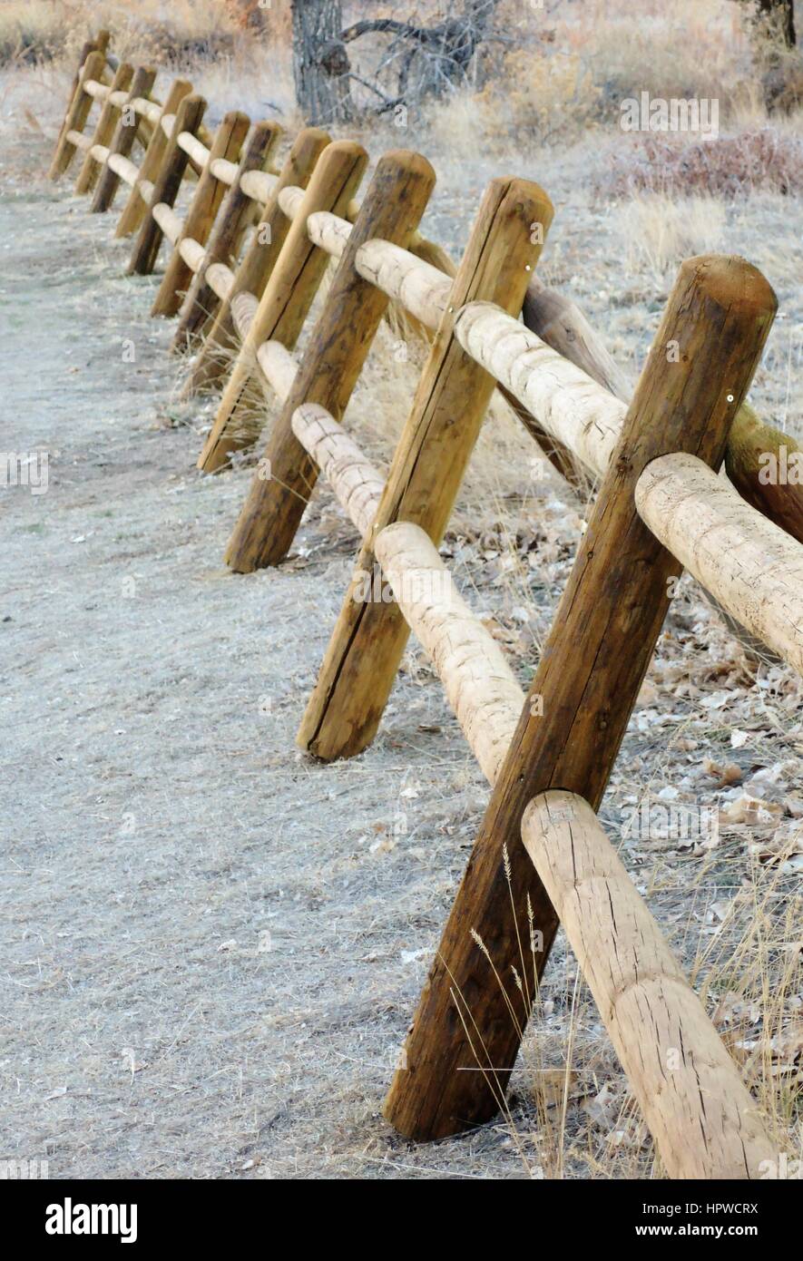 Long Wooden Fences Stock Photo - Alamy