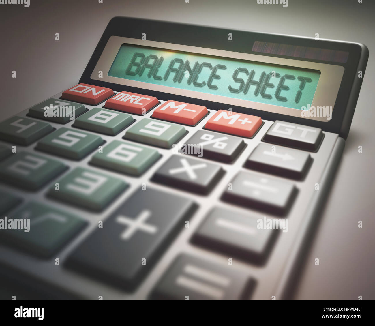 Calculator with the words balance sheet, illustration Stock Photo - Alamy