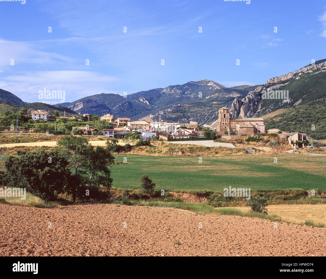 Village view, Nueno, Huesca Province, Aragon, Kingdom of Spain Stock ...