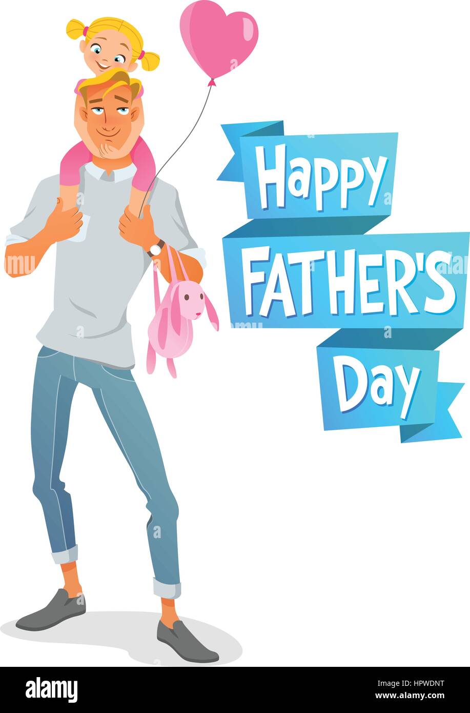 Vector Father s Day card. Father with daughter Stock Vector Image & Art ...