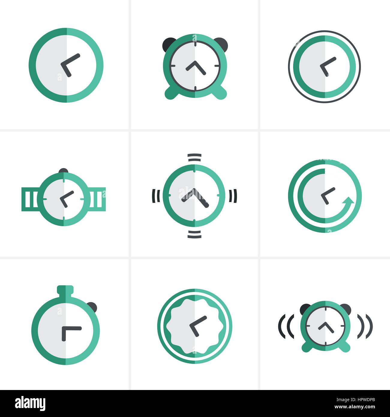 Flat icon Time Clock Icons Set, Vector Design Stock Vector Image & Art - Alamy