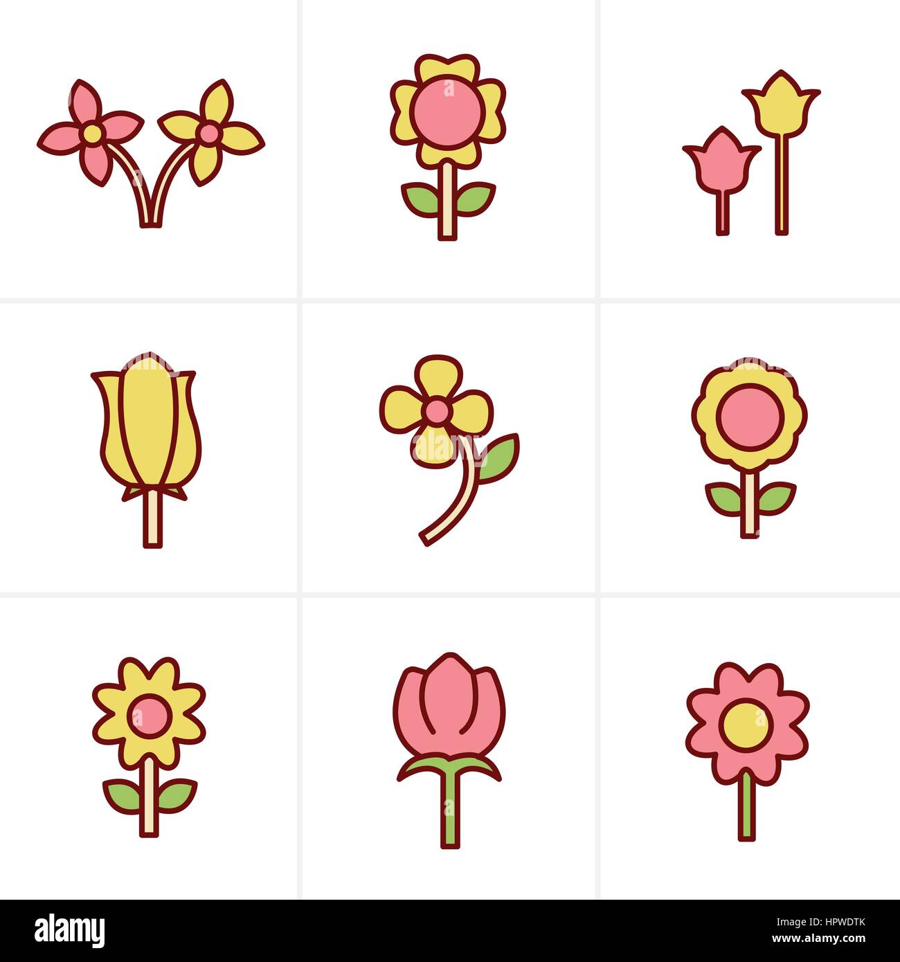 Icons Style Vector Flower icon set Stock Vector Image & Art - Alamy