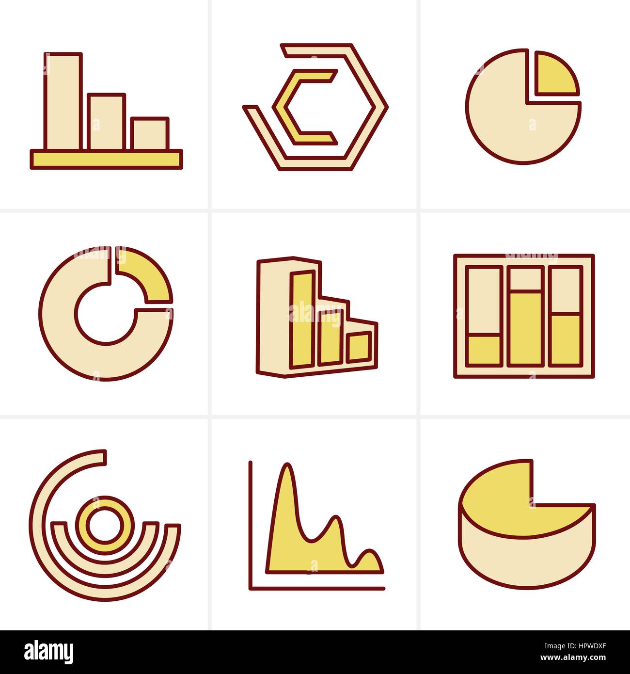 Icons Style Simple set of diagram and graphs related vector icons for ...