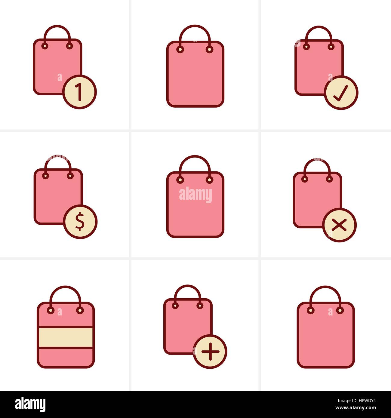 Icons Style Shopping bag icons on white background. Vector illustration ...