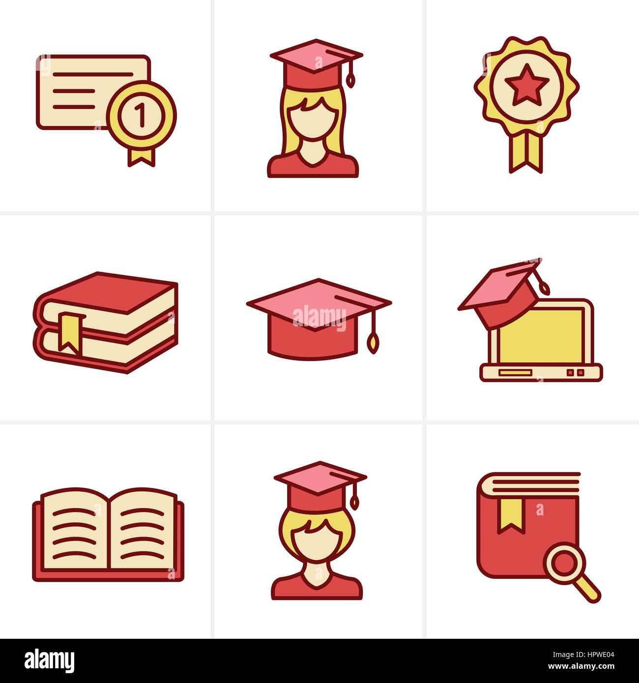 Icons Style Education icons set Stock Vector Image & Art - Alamy