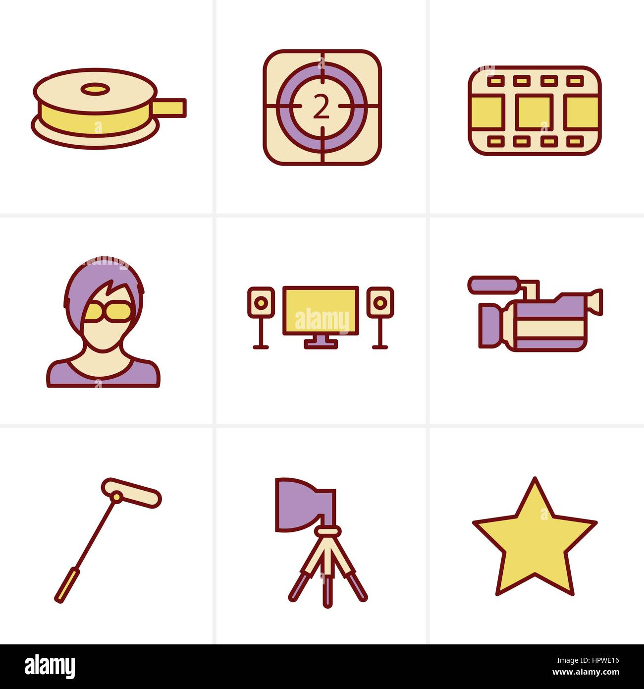 Icons Style vector black movie icon set on gray Stock Vector Image ...