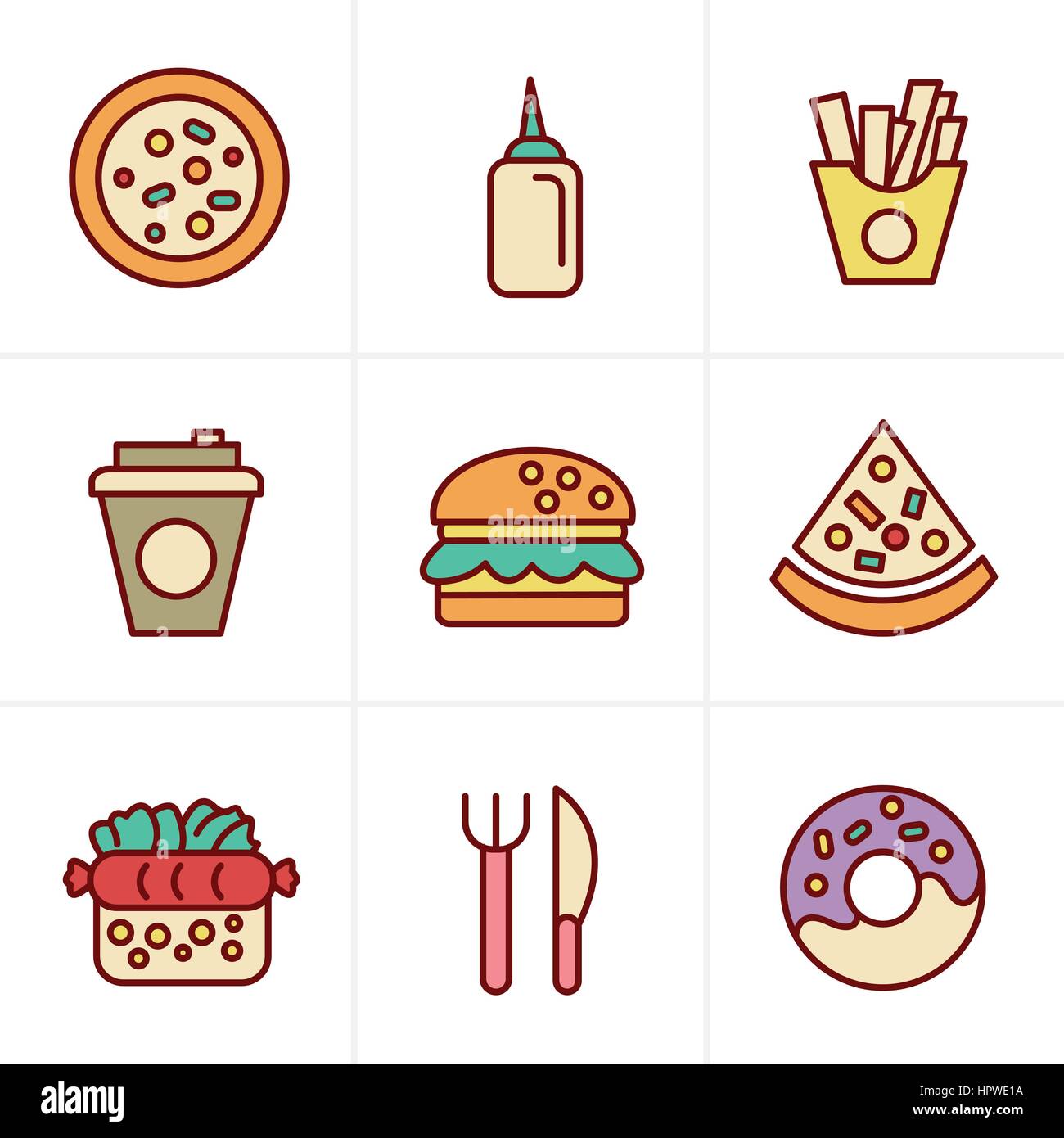 Icons Style Fast Food Icons Stock Vector Image & Art - Alamy