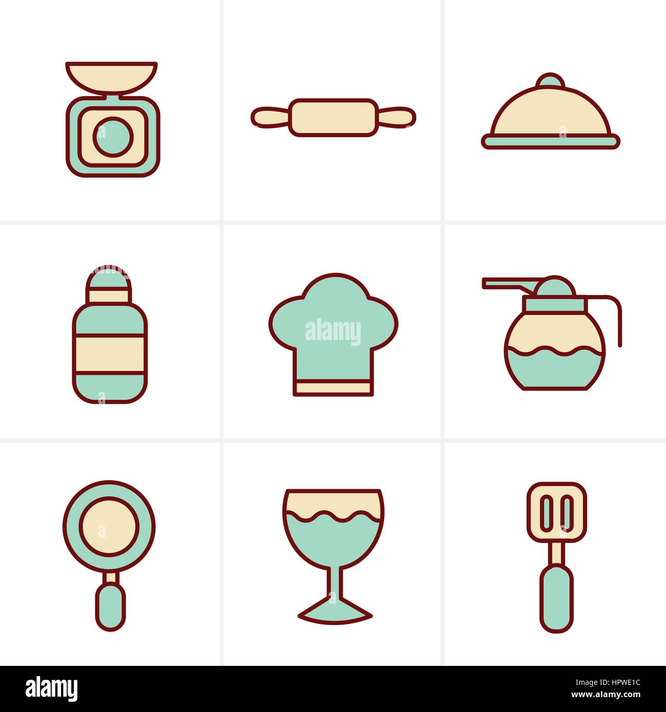 Kitchen cooking icons set outline hi-res stock photography and images ...