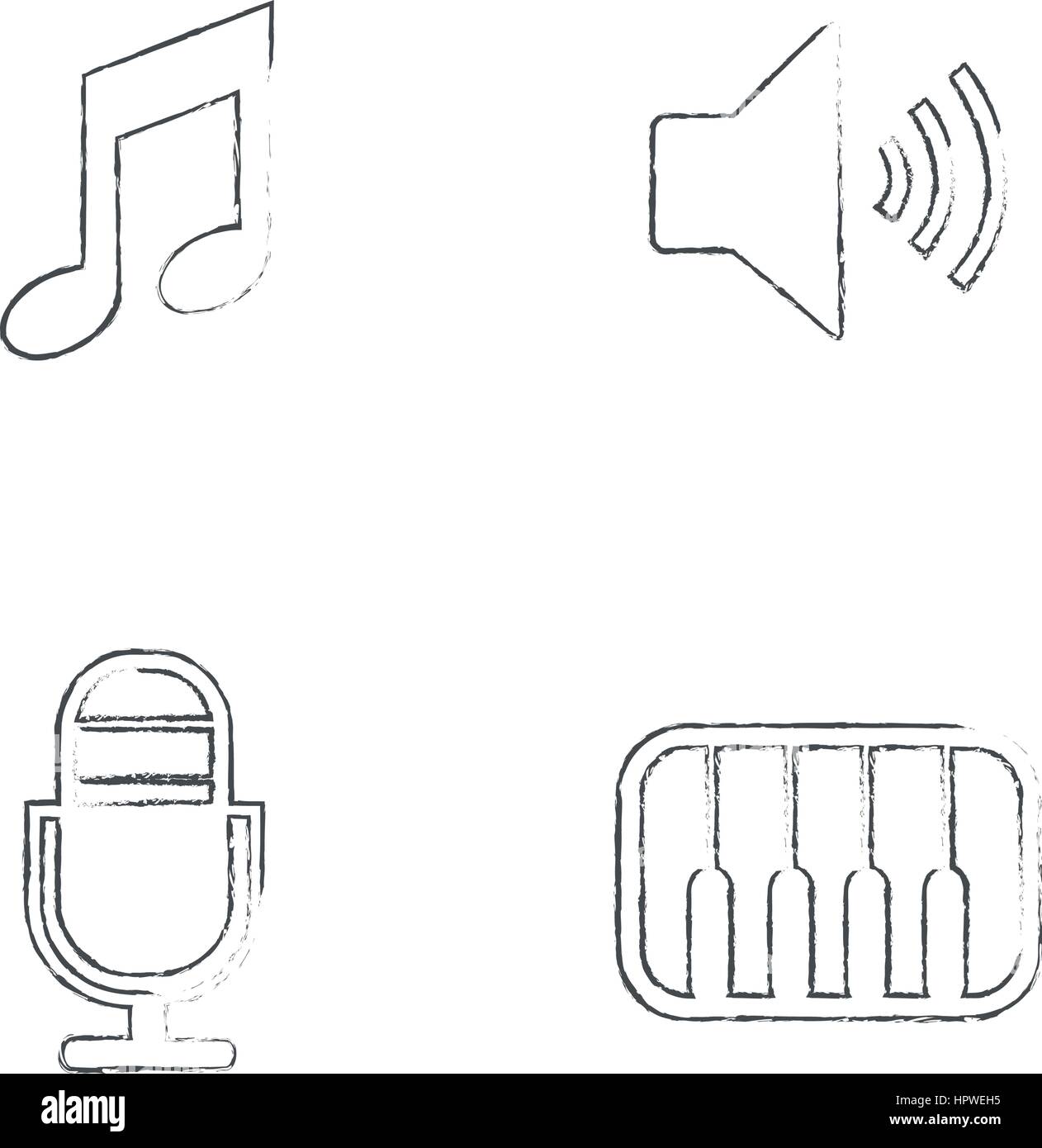 Music Icons Set, Vector Design Draw Stock Vector Image & Art - Alamy