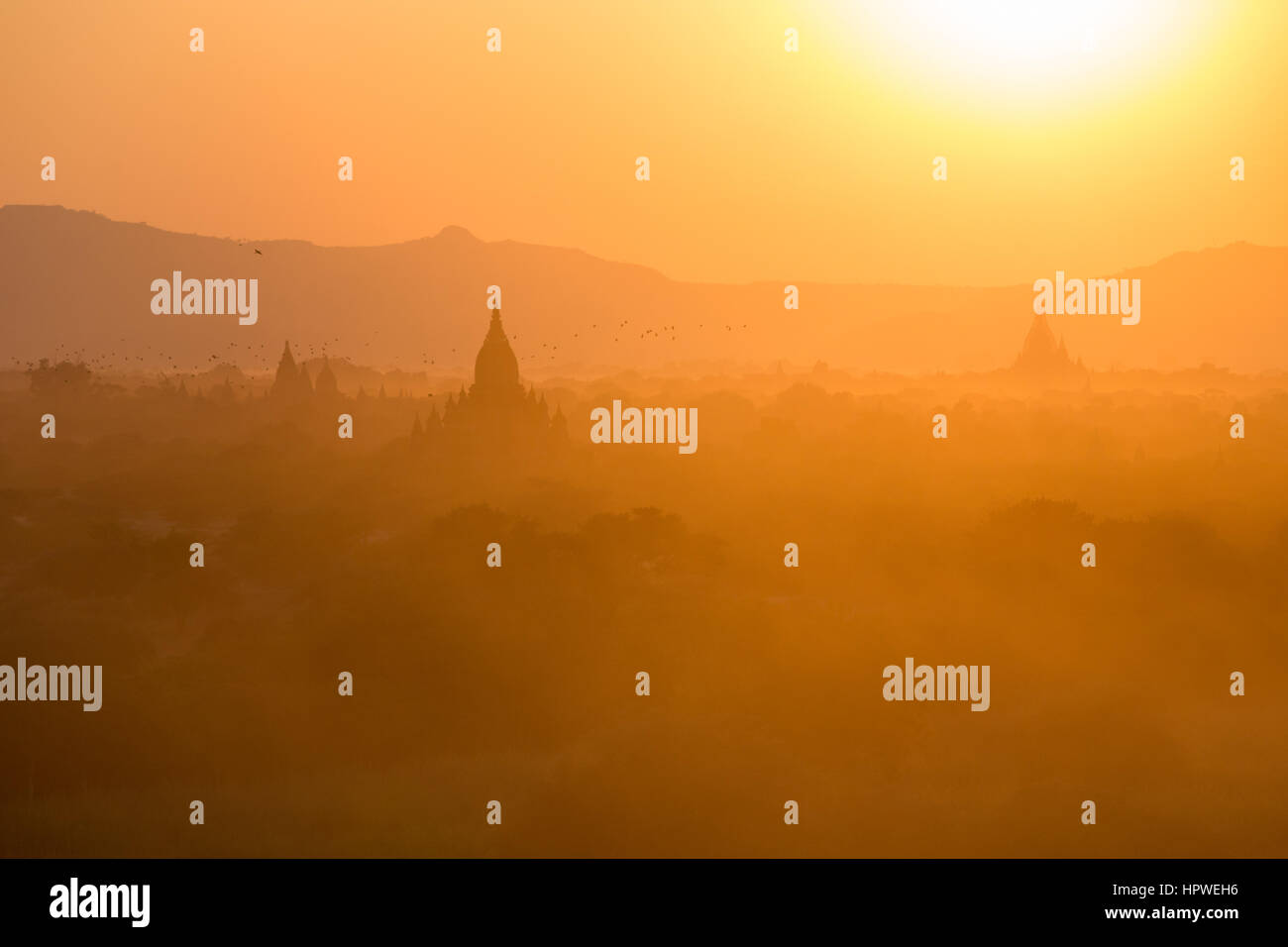 Sunrise and sunset in Bagan, Myanmar Stock Photo - Alamy