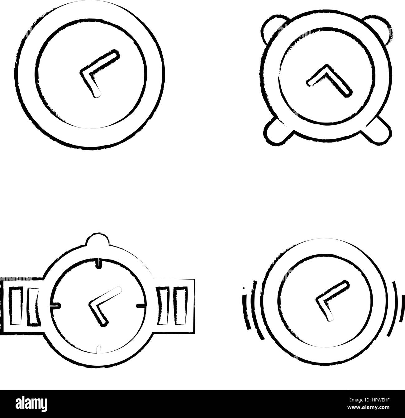 Drawing Time Clock Icons Set, Vector Design Stock Vector Image & Art ...