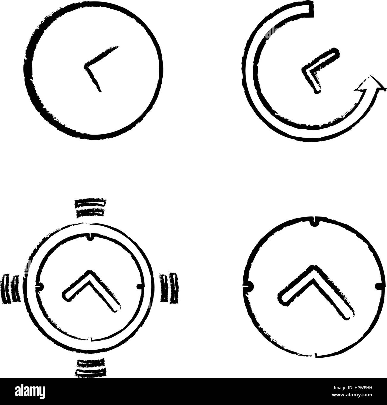 Drawing Time Clock Icons Set Stock Vector Image & Art - Alamy