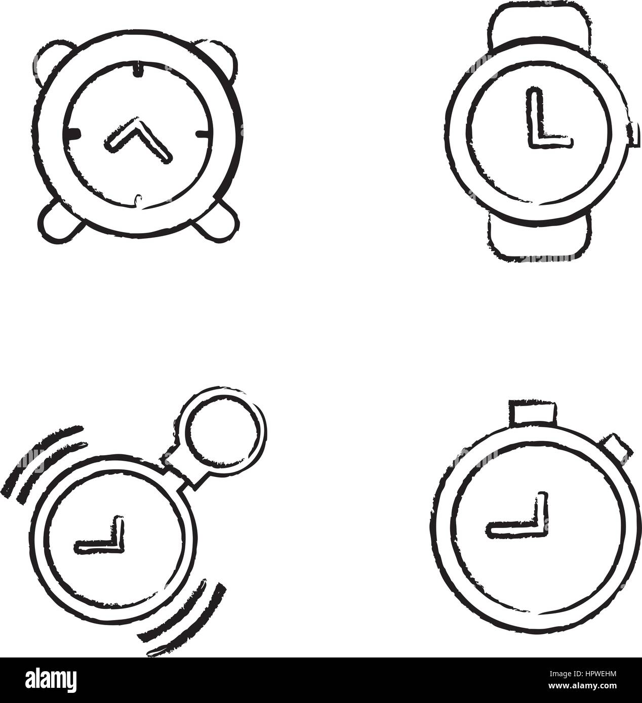 Time Clock Icons Set Draw Stock Vector Image & Art - Alamy