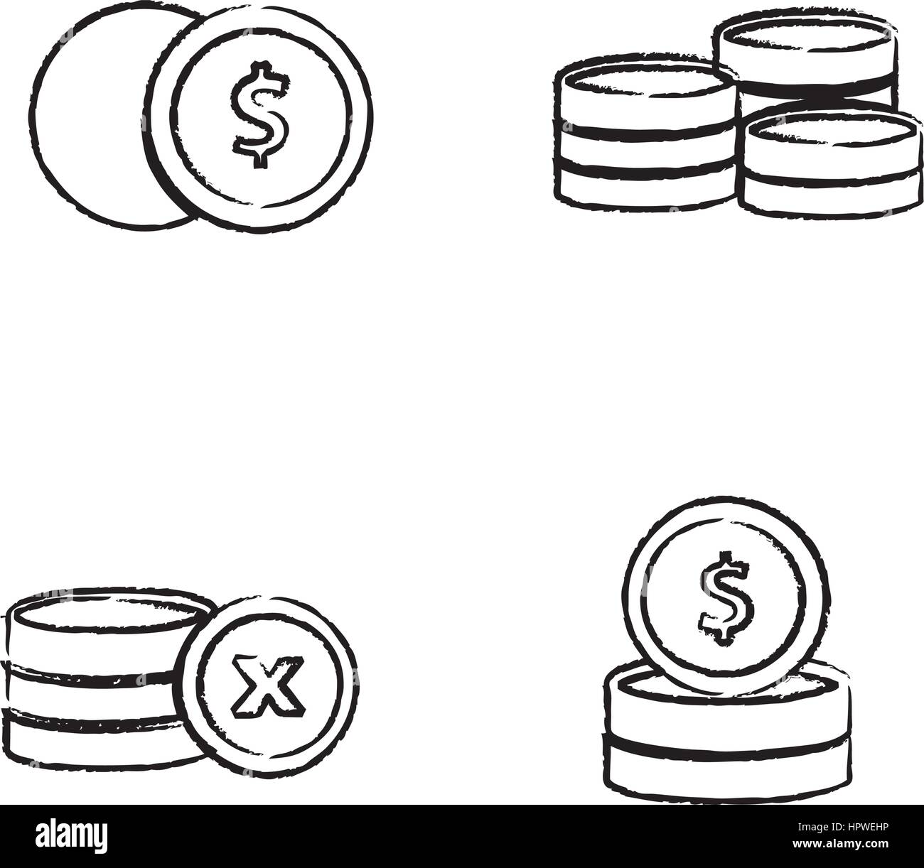 Coins Icons Draw set Stock Vector Image & Art - Alamy