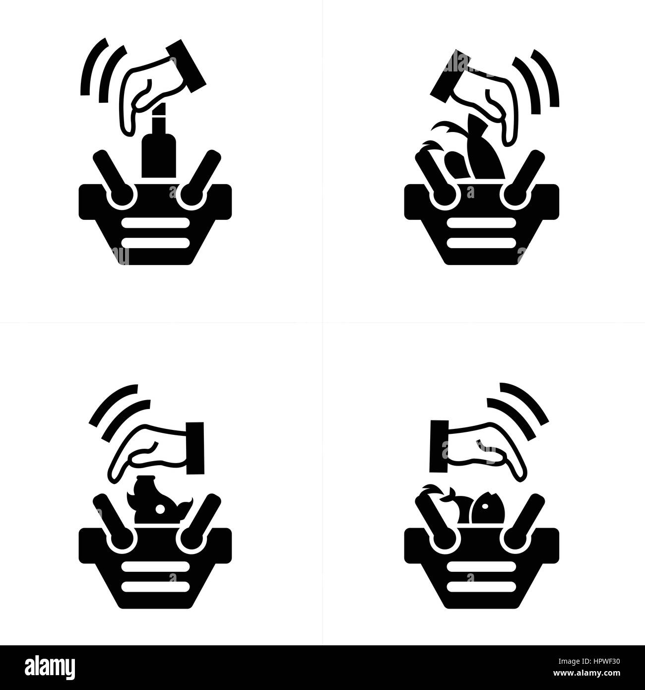 hand and Shopping cart Icon Set Stock Vector Image & Art - Alamy