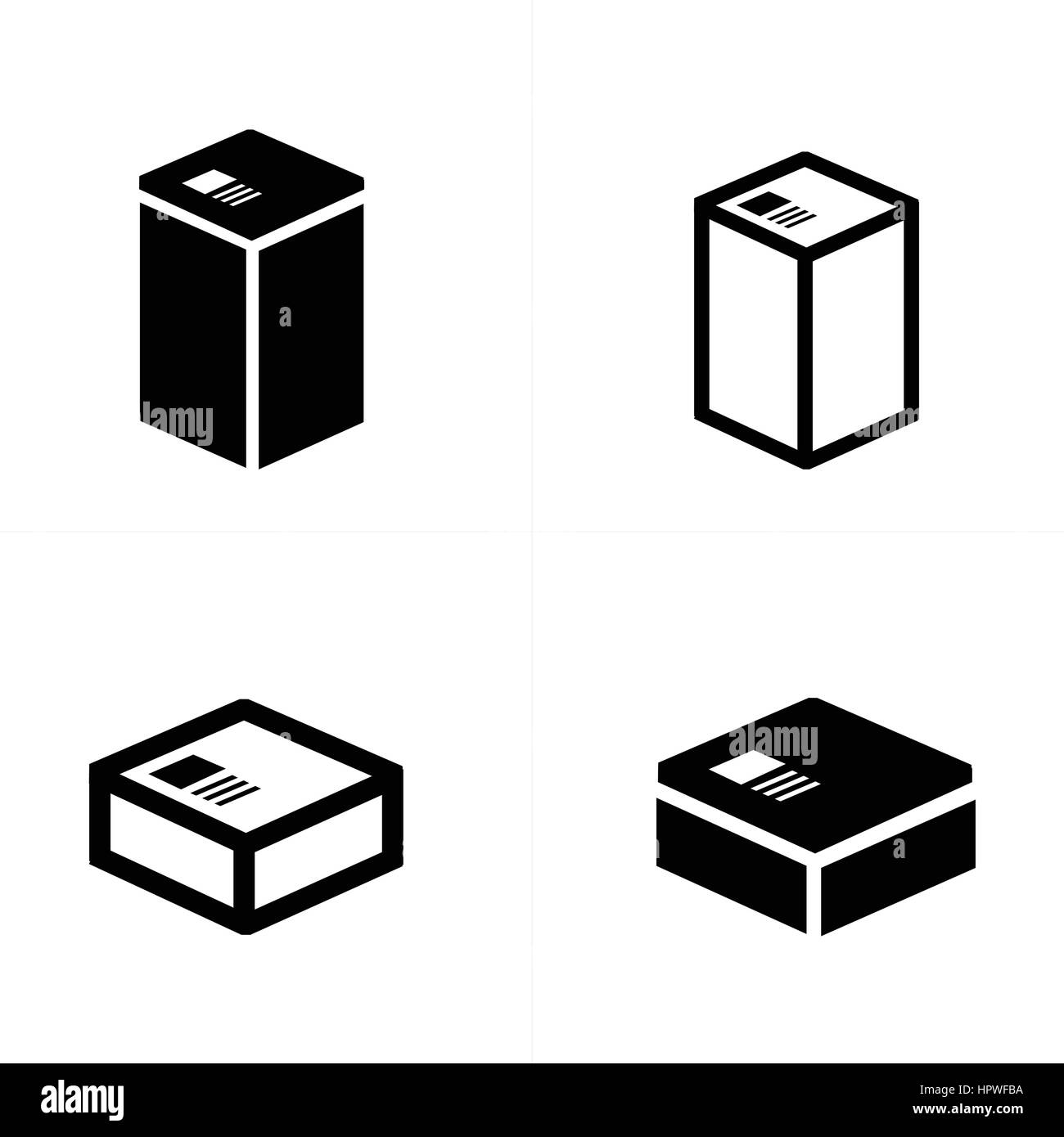 4 style box icons set Stock Vector Image & Art - Alamy
