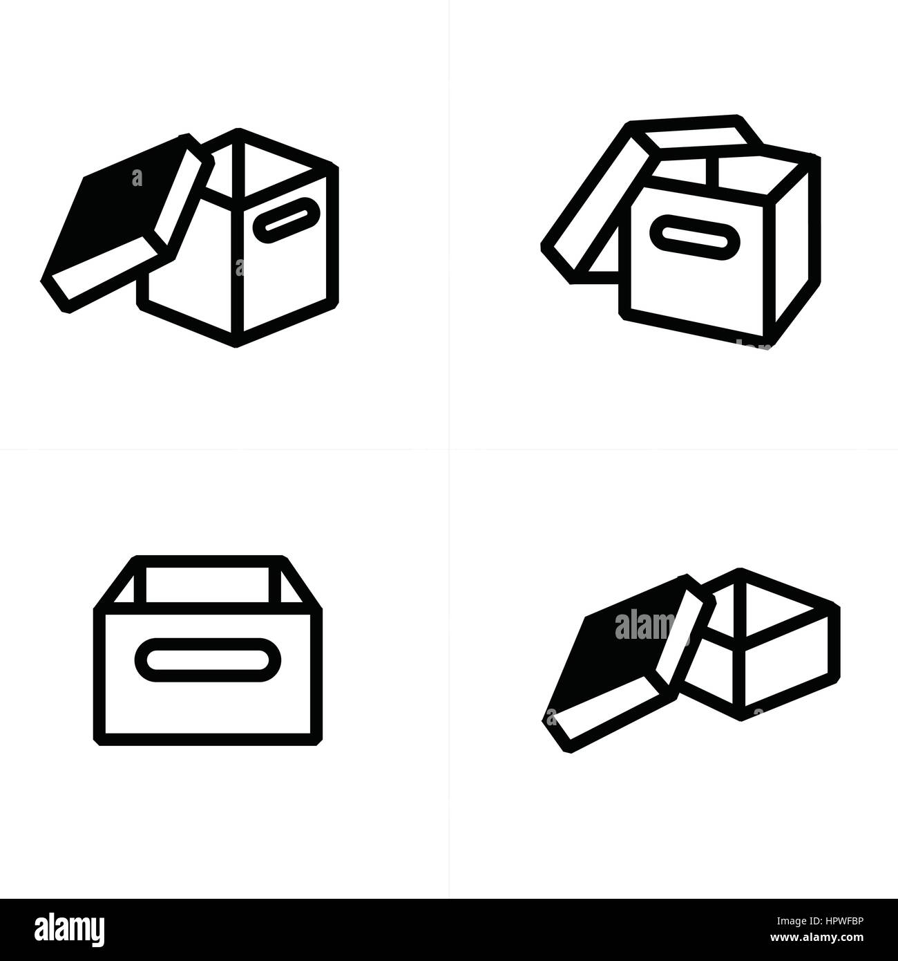 vector parcel box, open box icons Stock Vector Image & Art - Alamy