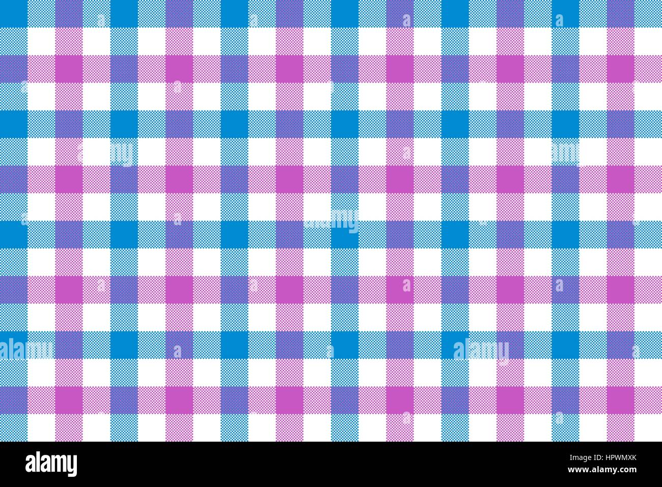 Pink blue check fabric texture background seamless pattern. Vector ...