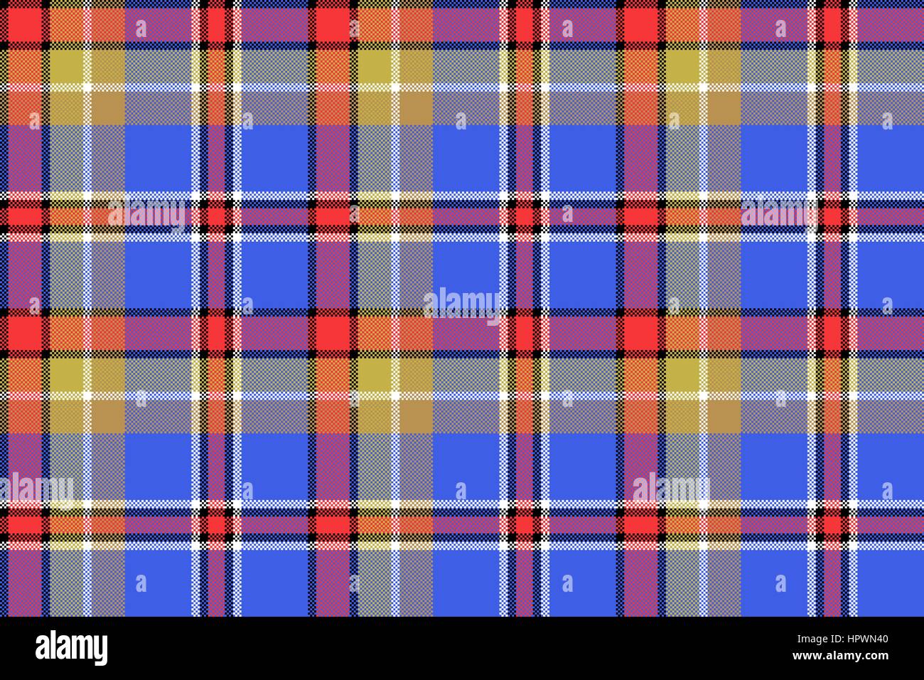 Blue madras check plaid pixeled seamless texture. Vector illustration ...