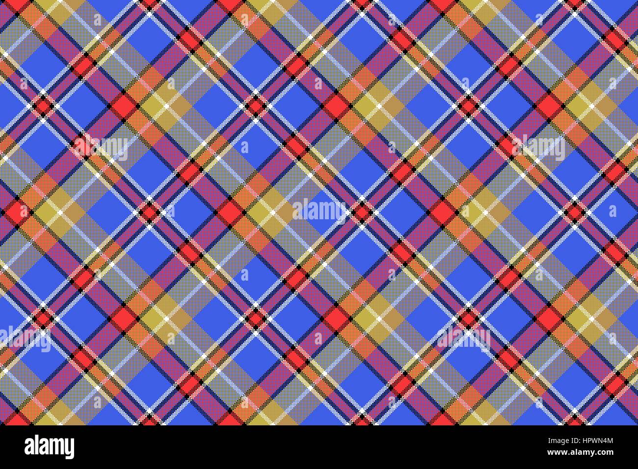 Blue madras diagonal plaid pixeled seamless background. Vector ...