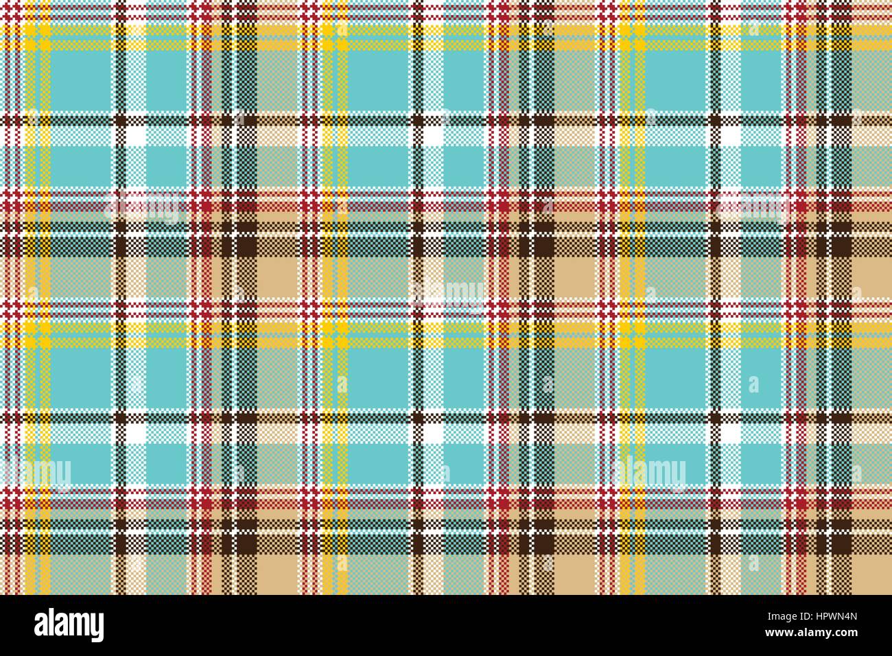Blue madras pixel texture color fabric seamless pattern. Vector ...