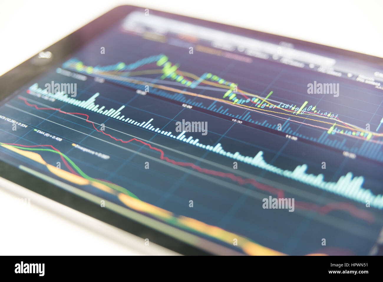 Watching stock market on tablet Stock Photo - Alamy