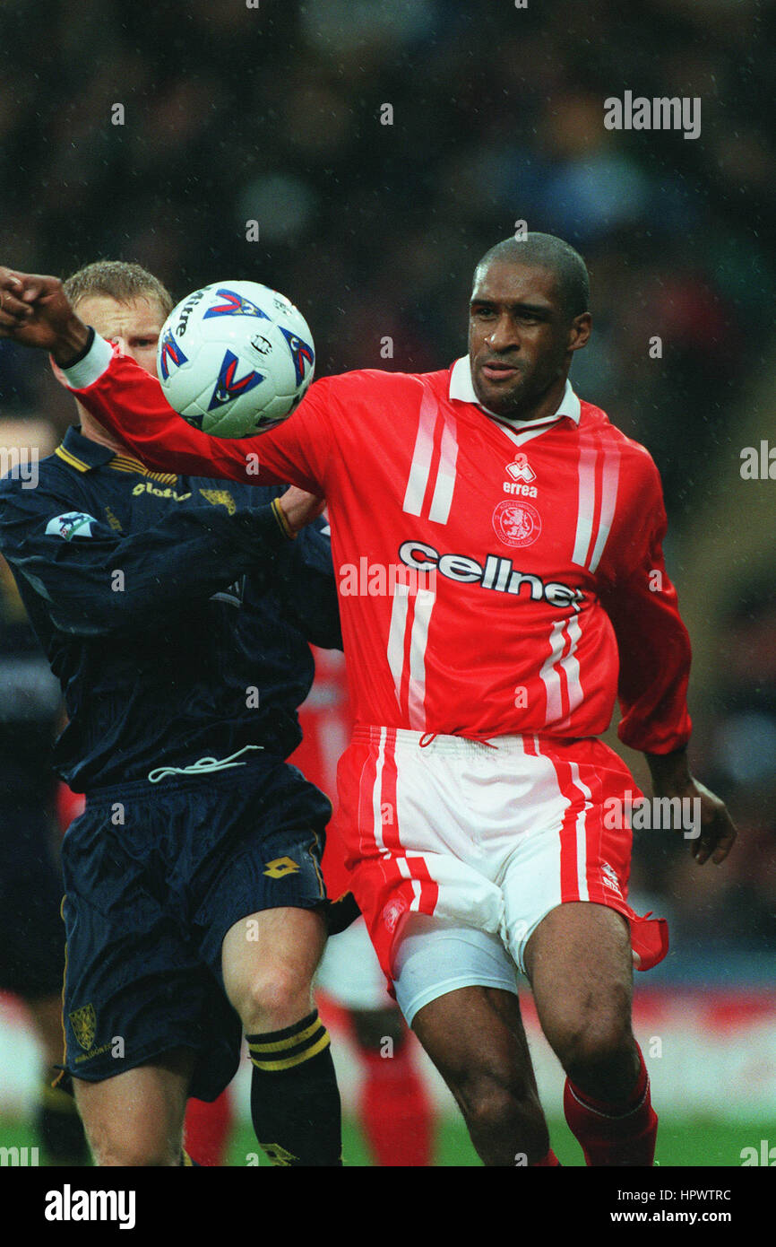 BRIAN DEANE & BEN THATCHER WIMBLEDON V MIDDLESBROUGH 25 October 1998 ...