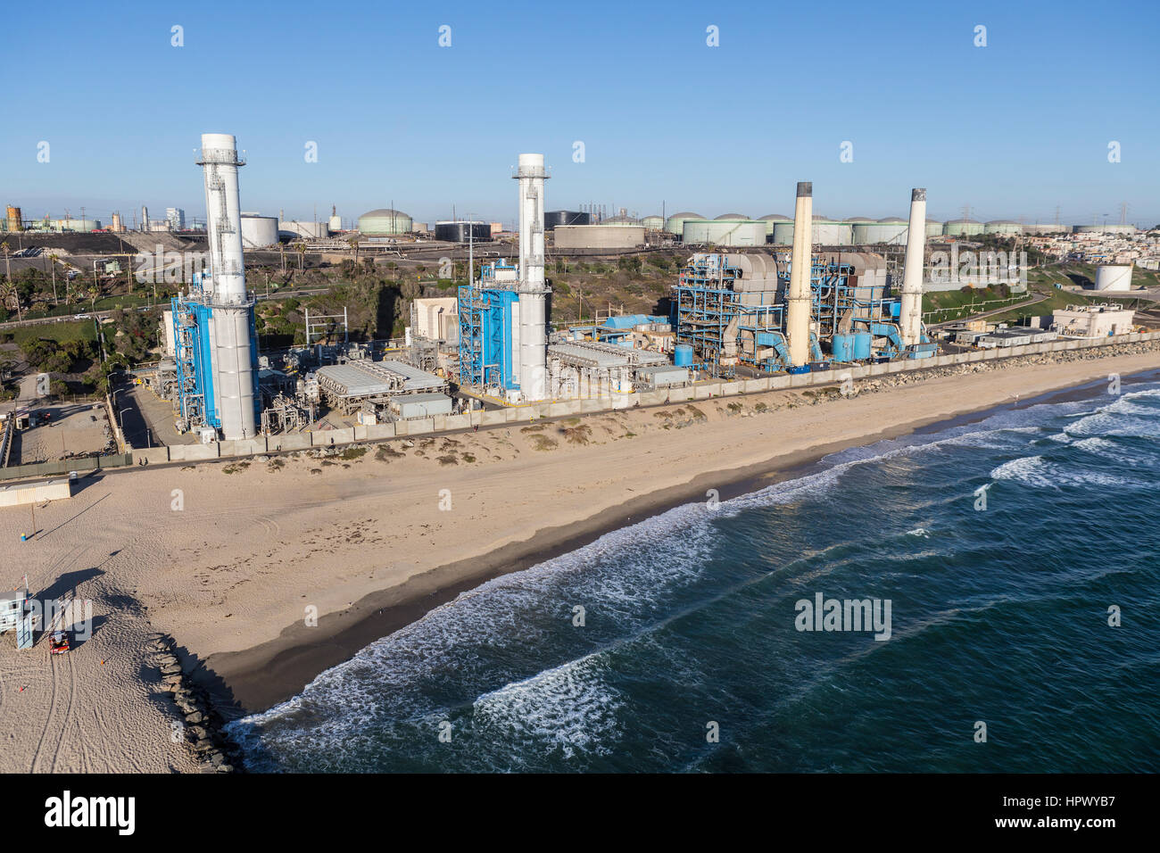 Los Angeles, California, USA - August 16, 2016: Aerial view of power ...