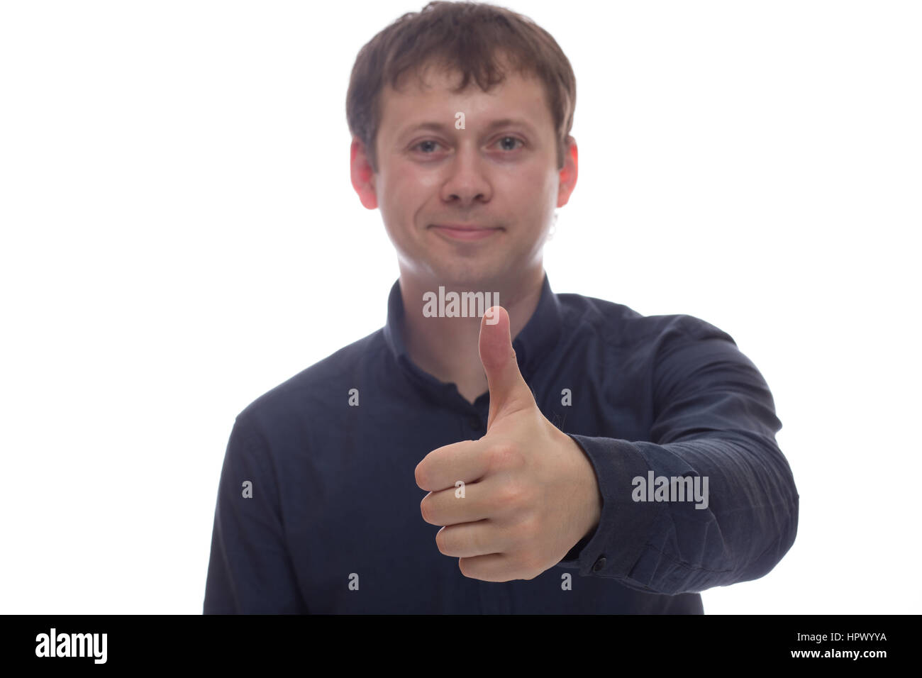 Man showing ok sign isolated on white background Stock Photo - Alamy