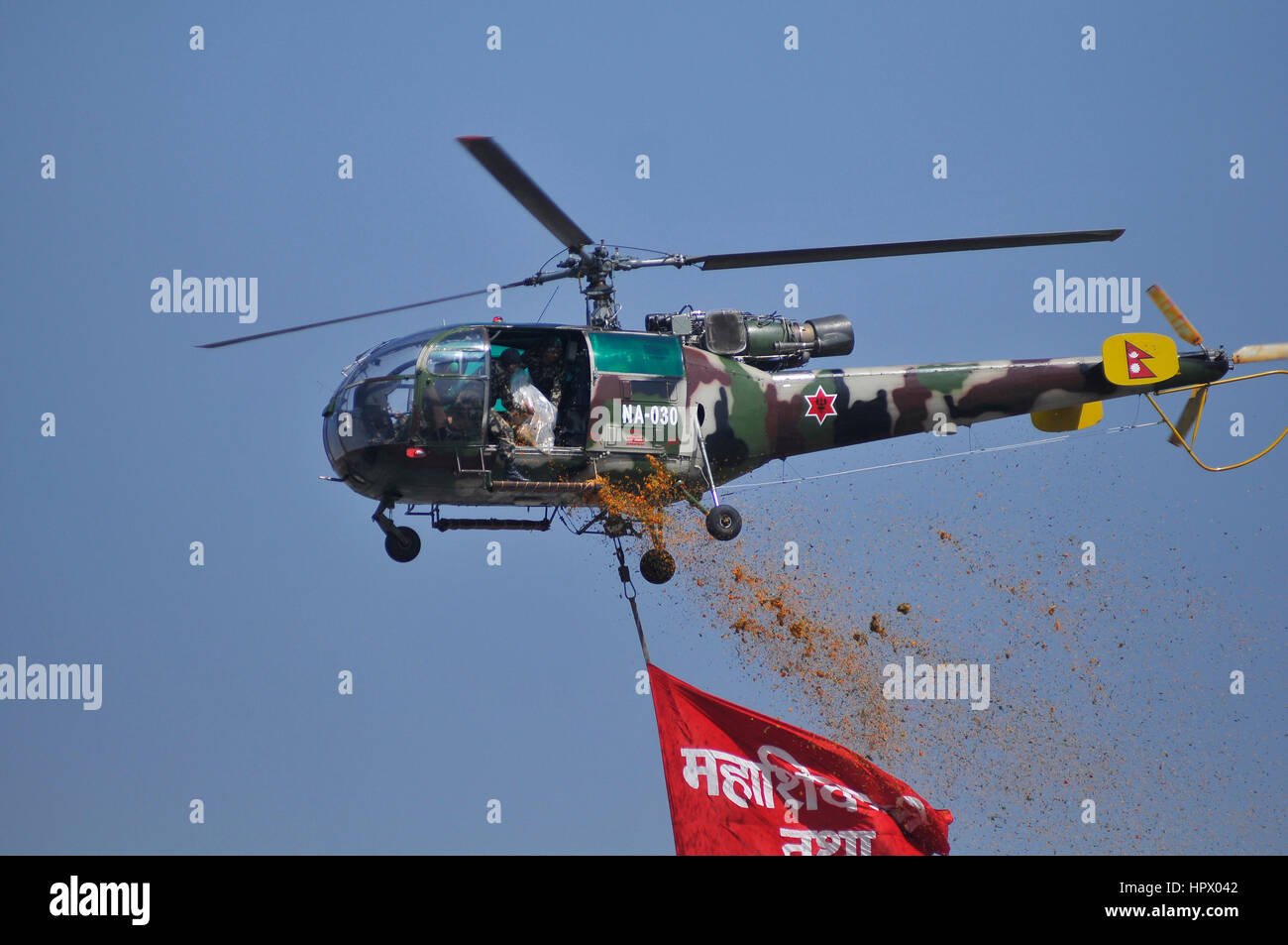 Kathmandu, Nepal. 24th Feb, 2017. Nepalese Army helicopter flies over ...