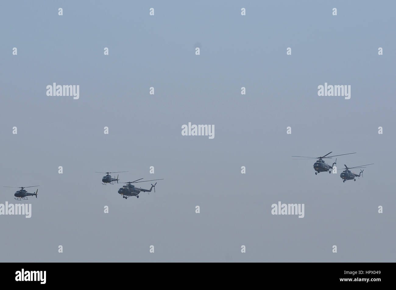 Kathmandu, Nepal. 24th Feb, 2017. Nepalese Army helicopter hovers in ...