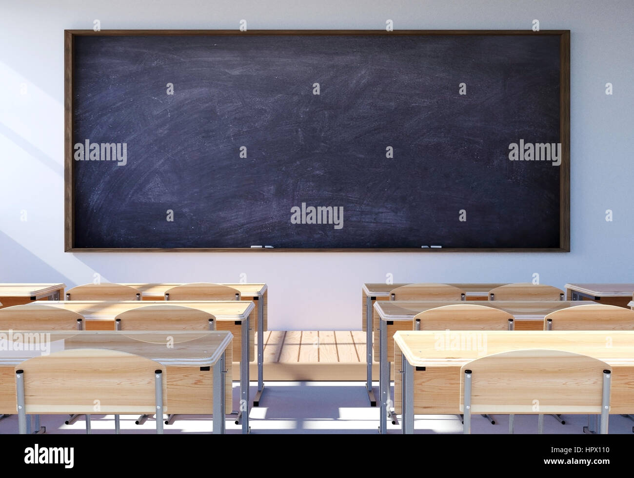 Empty classroom interior with student desk and chairs Stock Photo - Alamy