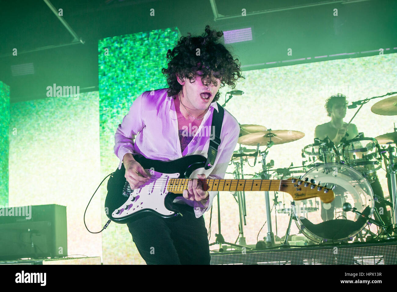 The 1975 - Matty Healy Performing Live In Liverpool Stock Photo - Alamy