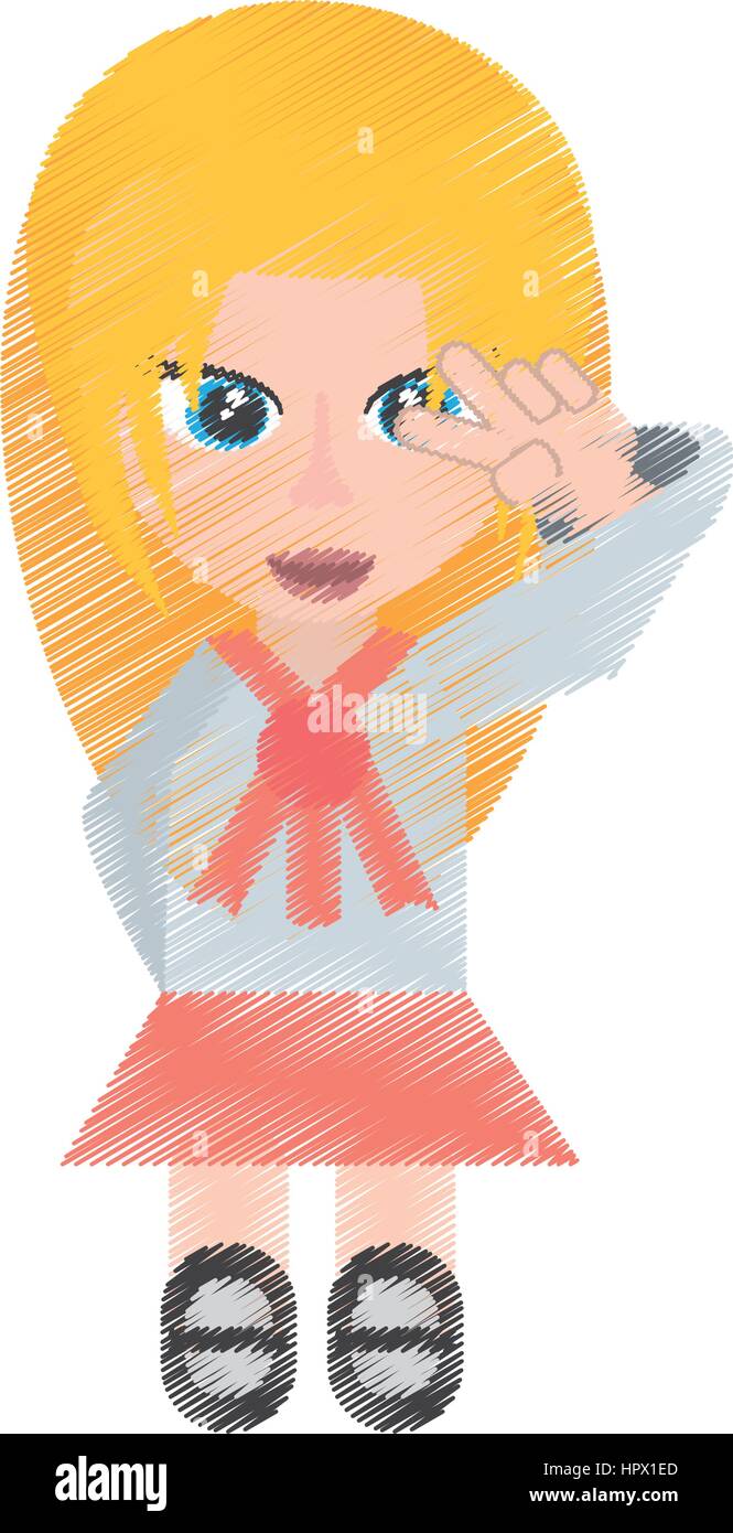 drawing japanese girl student uniform Stock Vector Image & Art - Alamy
