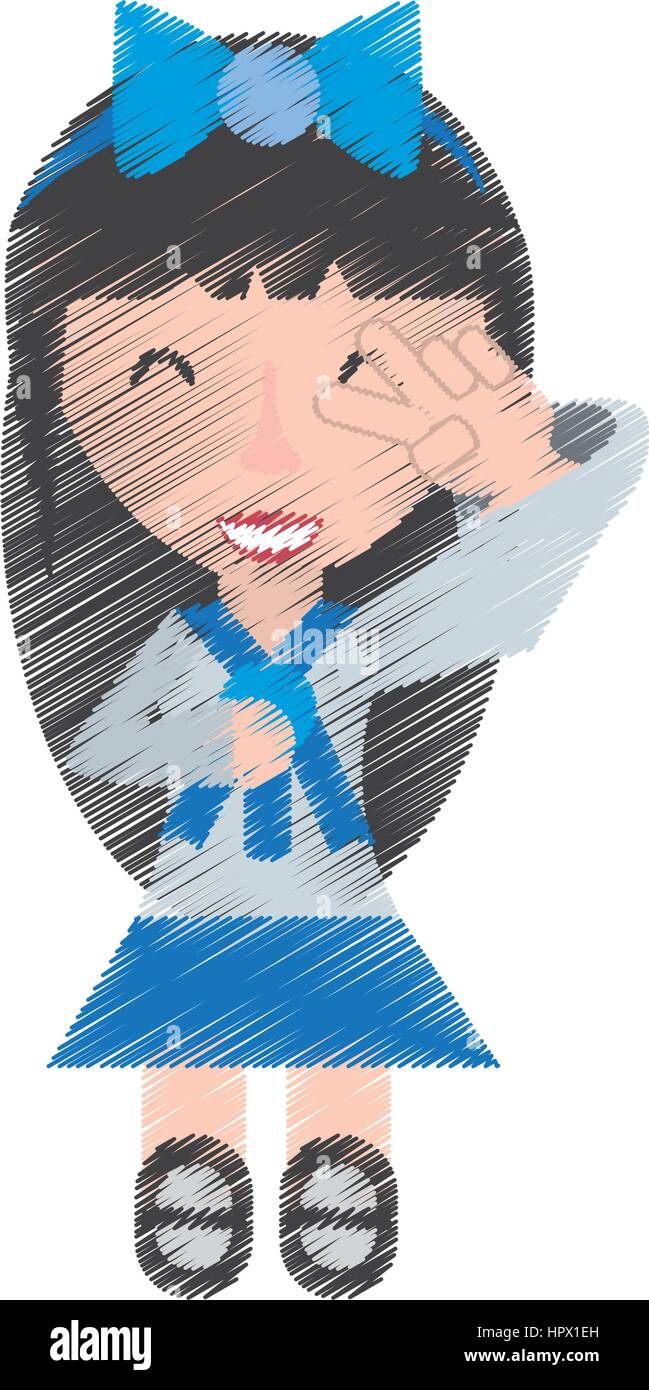 drawing japanese girl student uniform Stock Vector Image & Art - Alamy