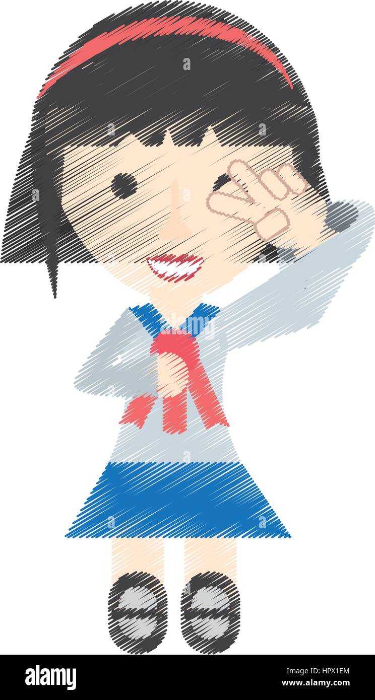 drawing japanese girl student uniform Stock Vector Image & Art - Alamy