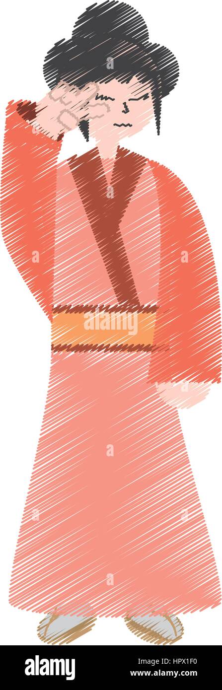 drawing character japanese woman attire costume Stock Vector Image ...