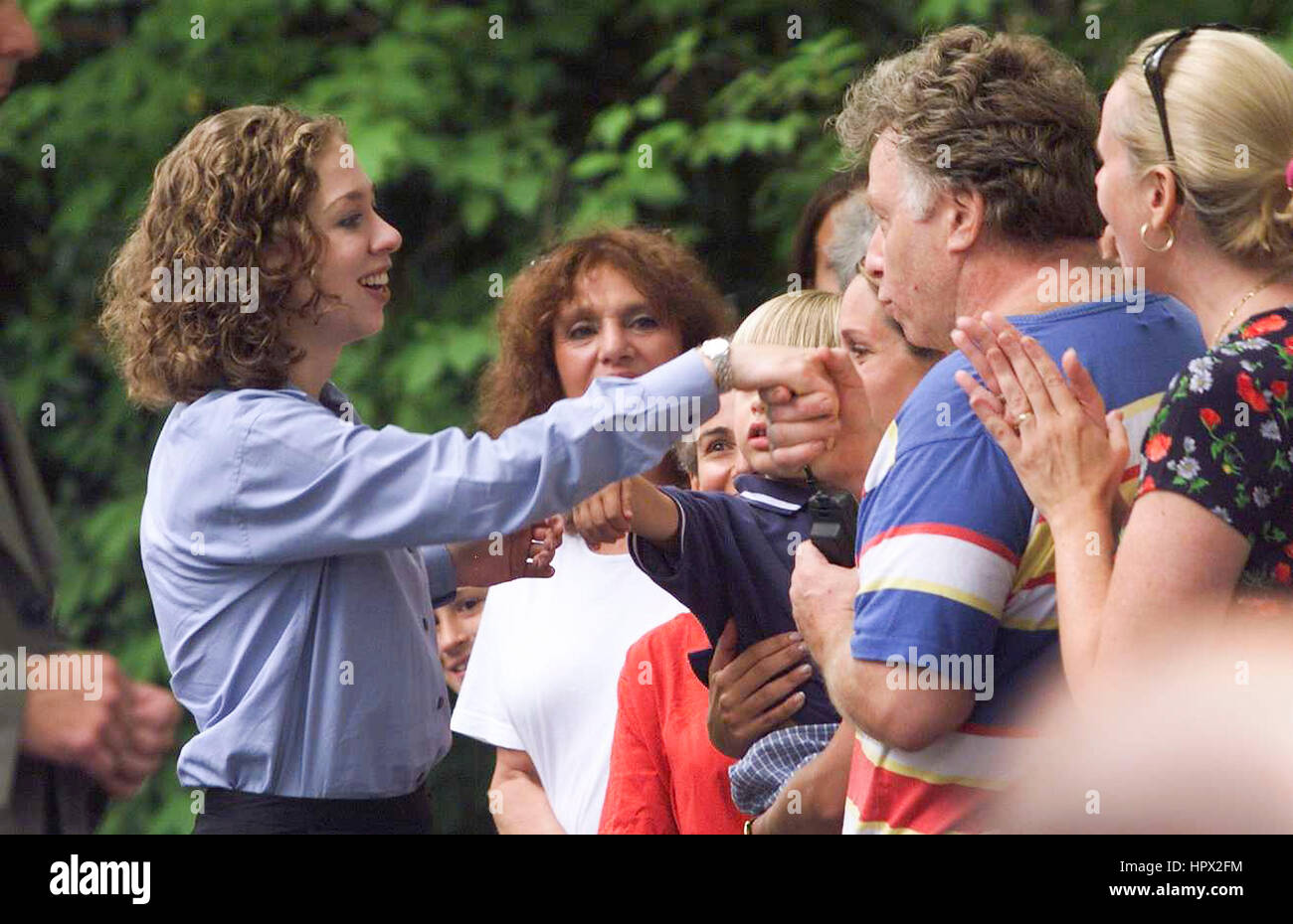 Chelsea Clinton greet residents of New Rochelle, New York while on ...